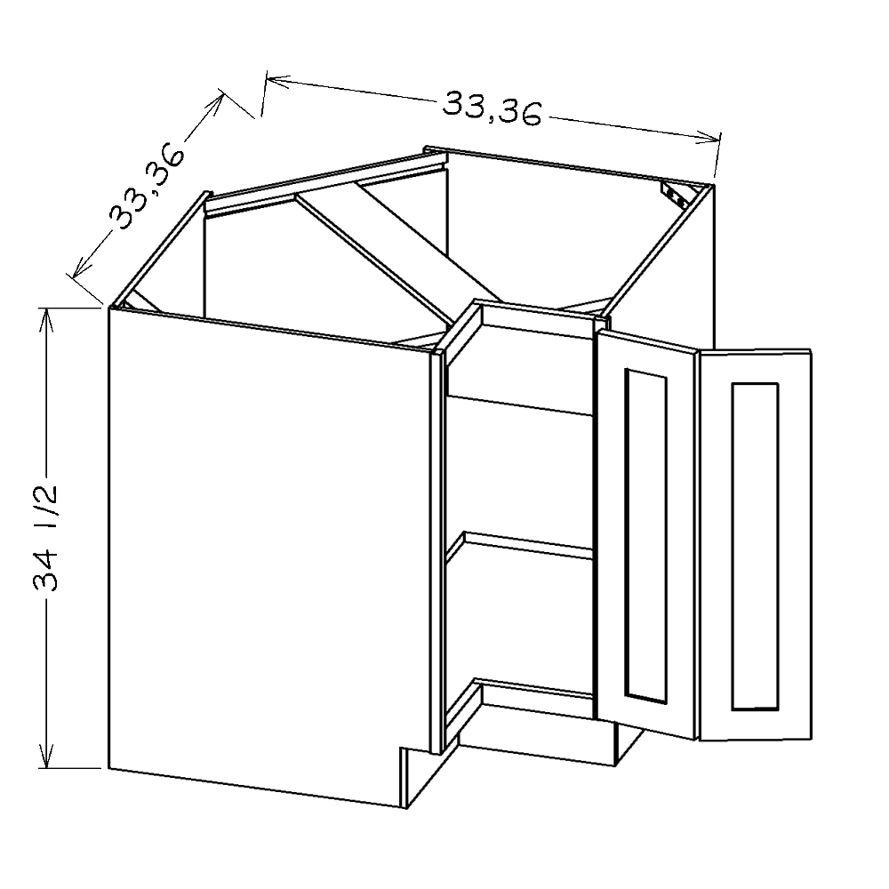 Black Shaker 33" Base Easy Reach Cabinet with 1 shelf. Black Shaker 33 ...